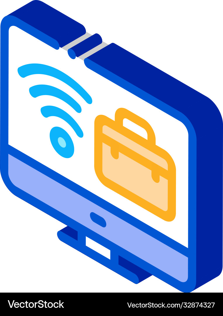 Wifi and business case on computer screen Vector Image