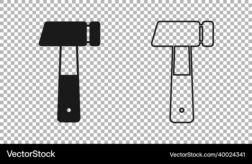 Black hammer icon isolated on transparent Vector Image