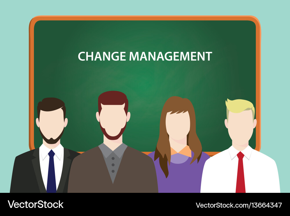Change management white text on green chalk board Vector Image