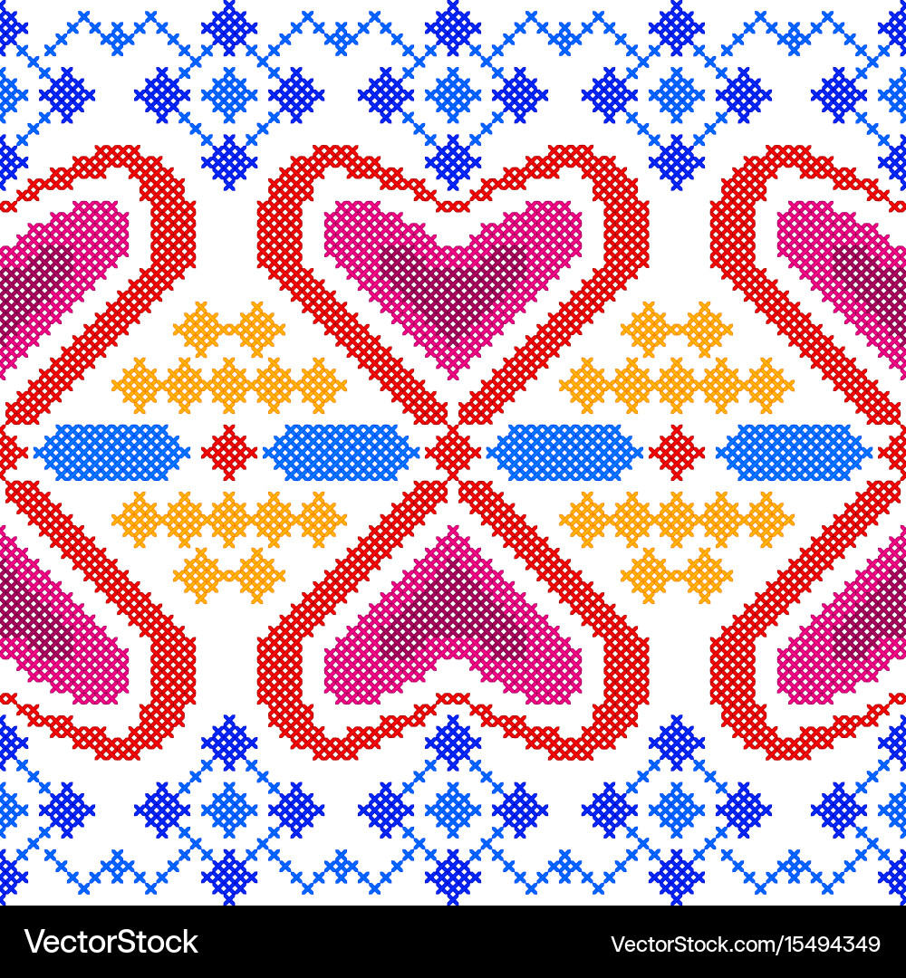 Cross stitch embroidery geometrical design Vector Image