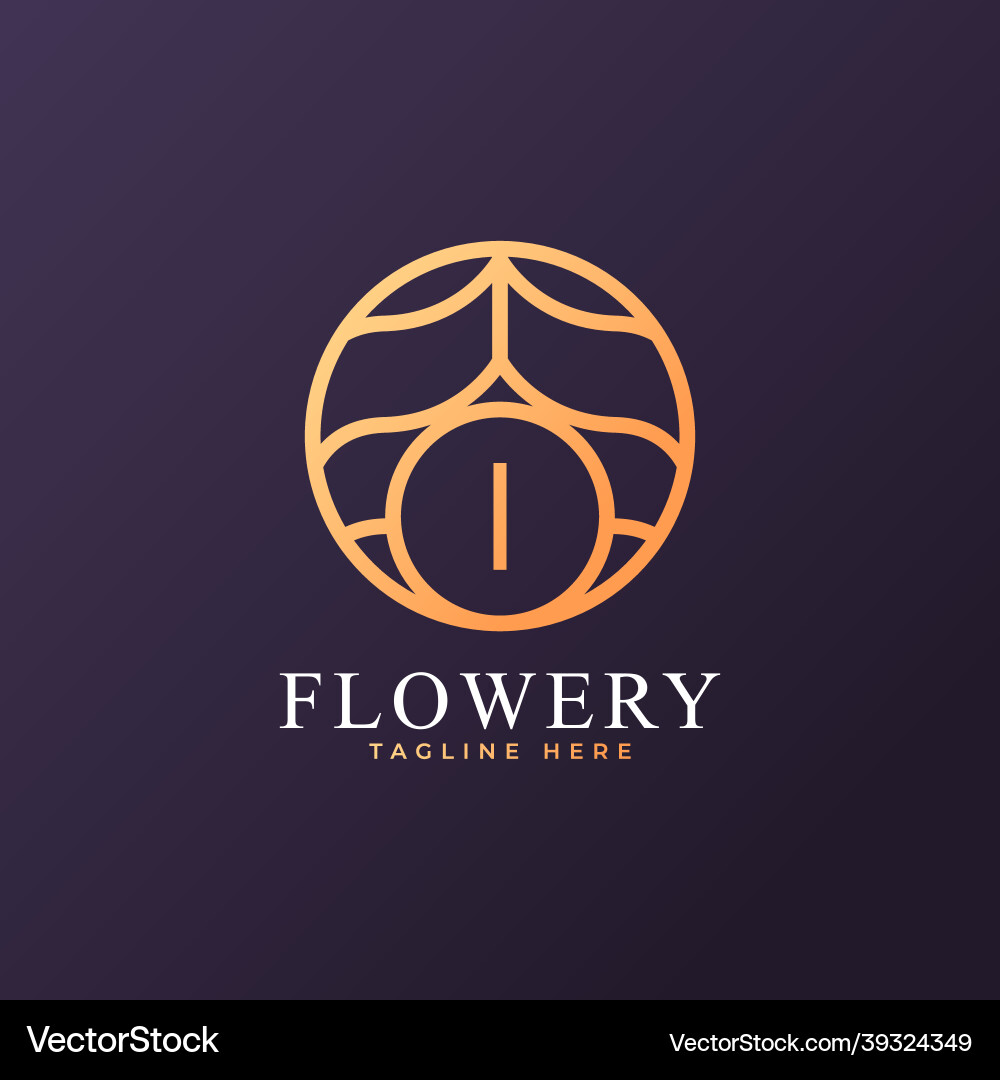 Flower initial letter i logo design template Vector Image