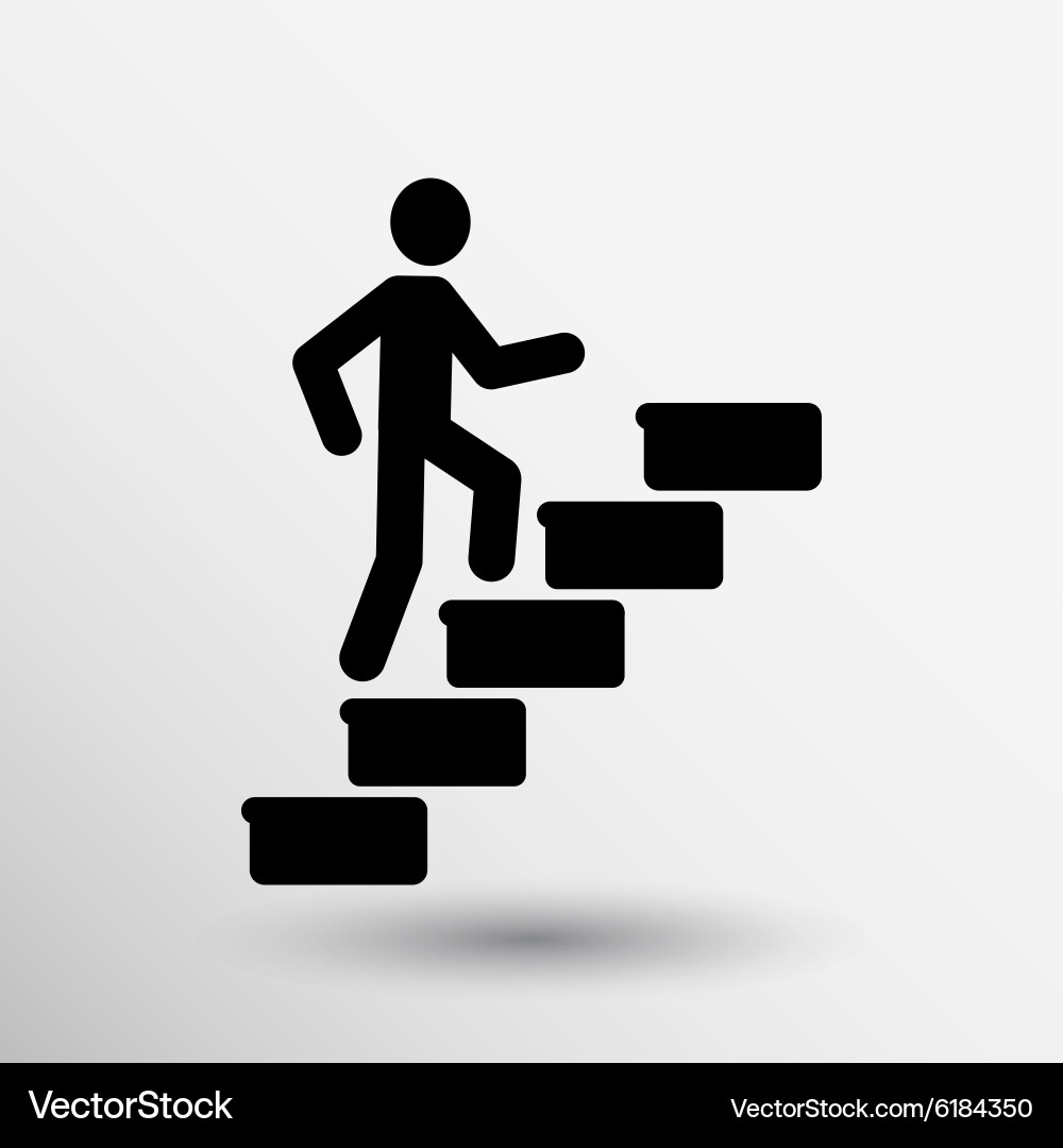 Man on stairs icon button logo symbol concept Vector Image