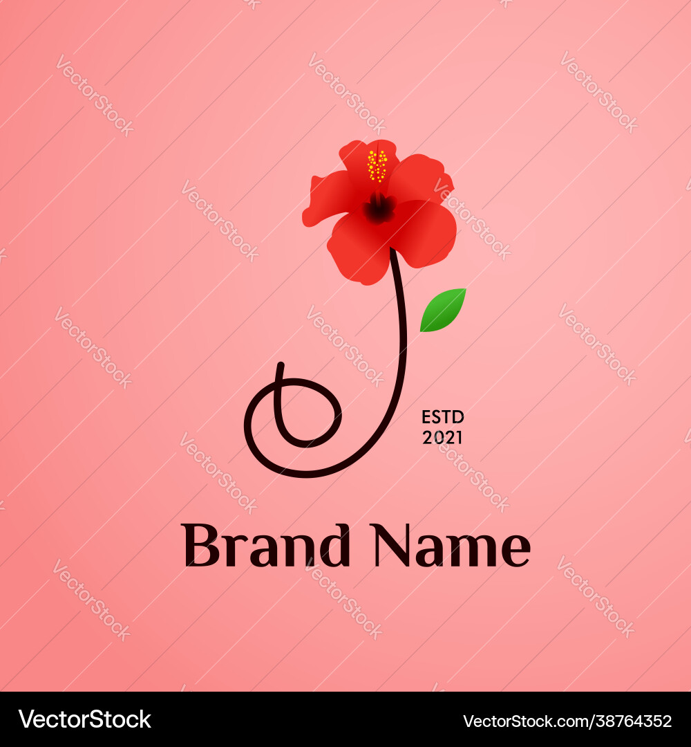 Initial j shoe flower Royalty Free Vector Image