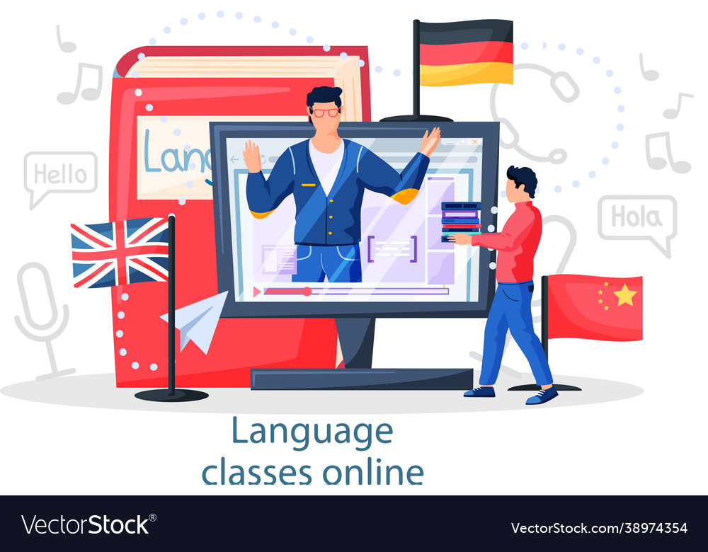 Language classes online with educational platform Vector Image