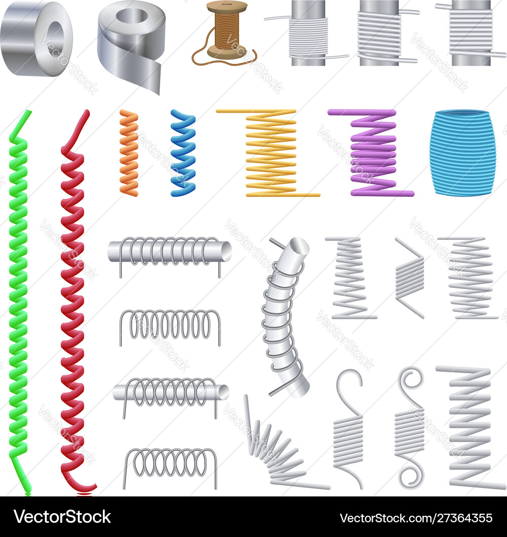 Coil icons set cartoon style Royalty Free Vector Image