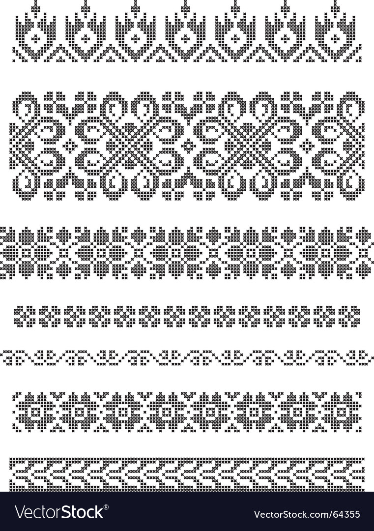 Embroidery borders Royalty Free Vector Image - VectorStock