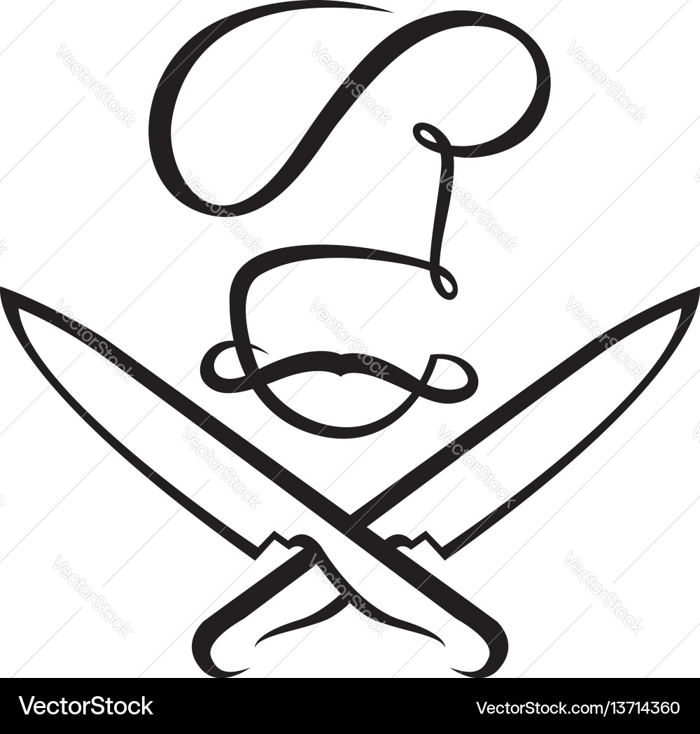 Crossed knives and chef Royalty Free Vector Image
