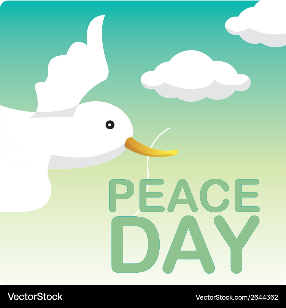 A white bird in sky for peace day Royalty Free Vector Image