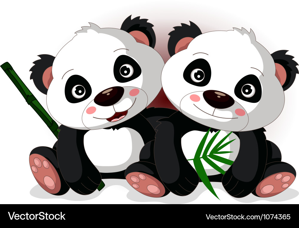 Cute couple cartoon panda Royalty Free Vector Image