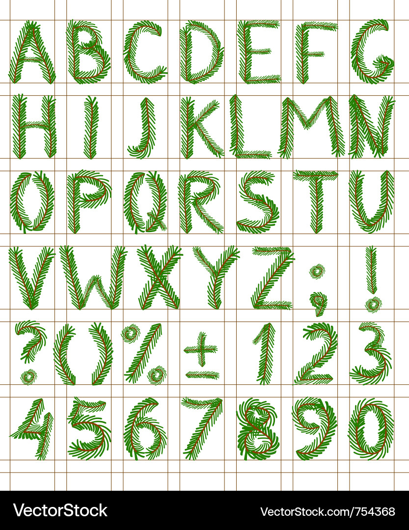 Fir tree green font Royalty Free Vector Image - VectorStock