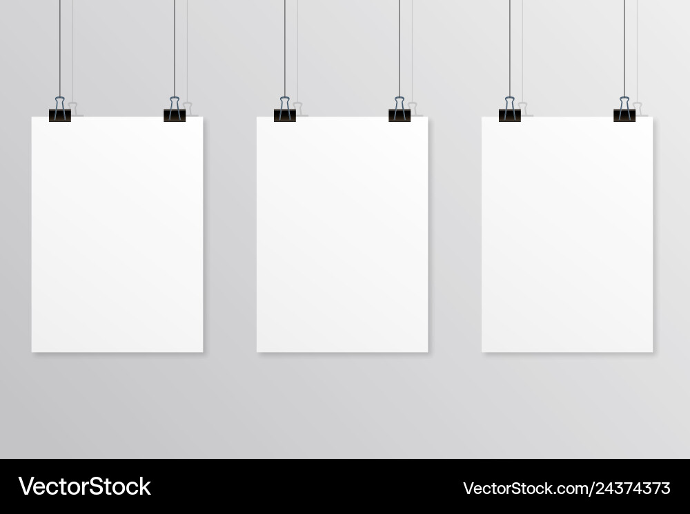 Hanging paper poster on wall poster Royalty Free Vector