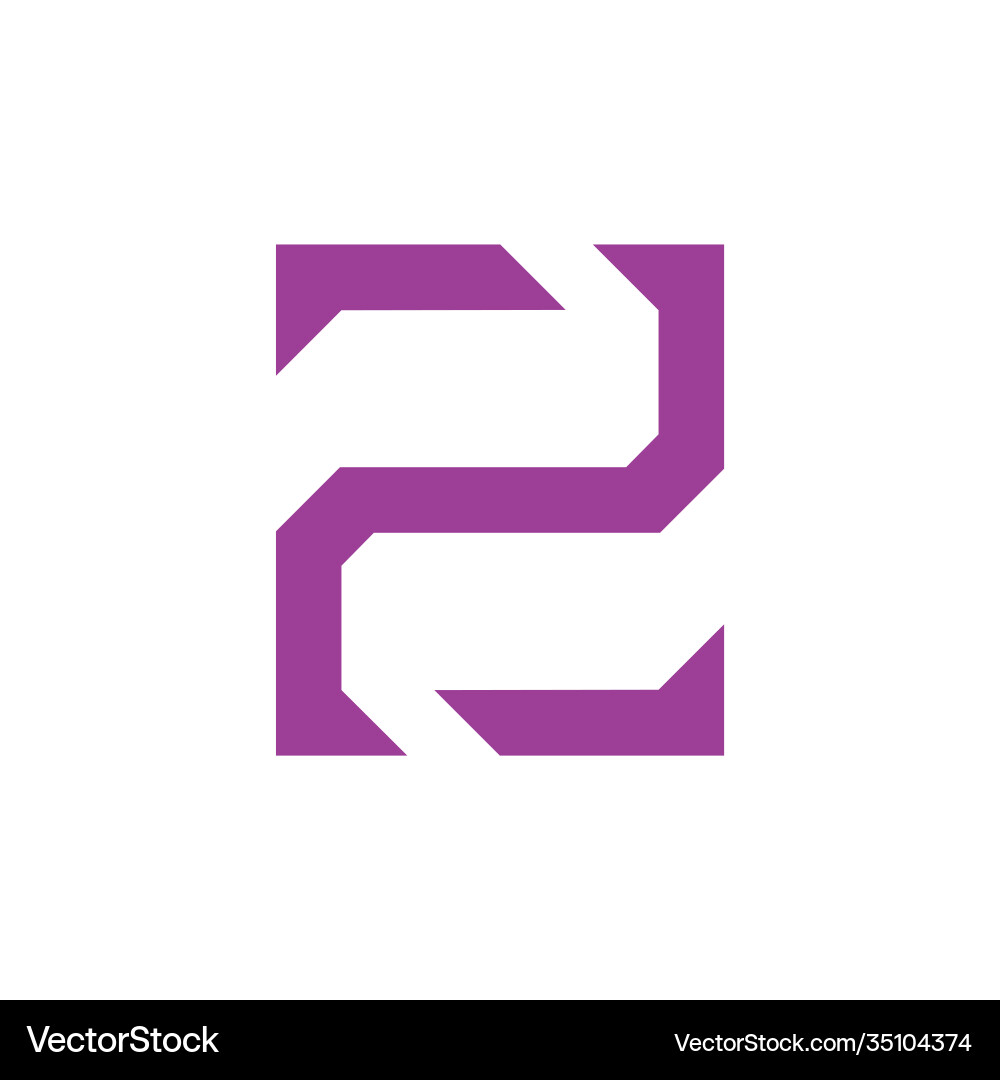 Number two geometric line logo Royalty Free Vector Image
