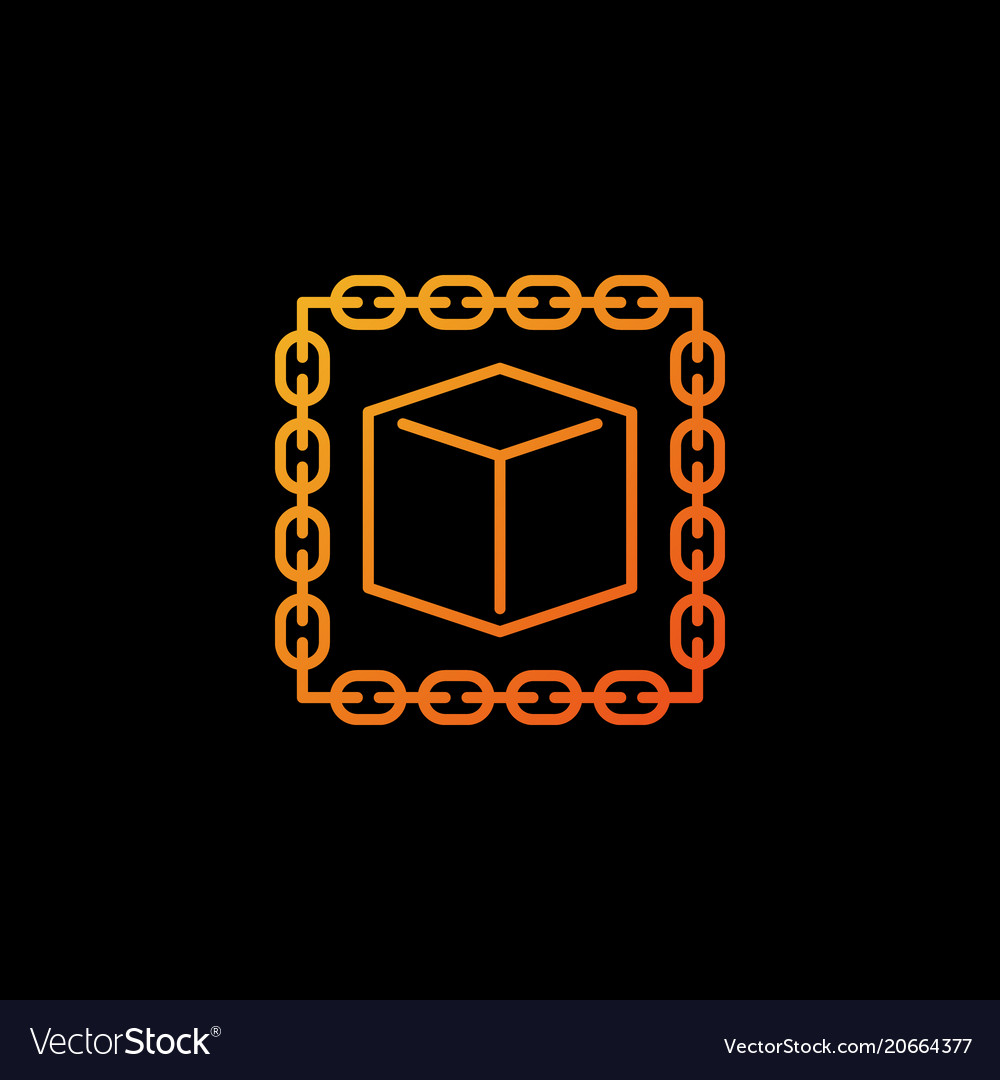 Blockchain with cube orange icon or design Vector Image Blockchain with cube orange icon or design Vector Image