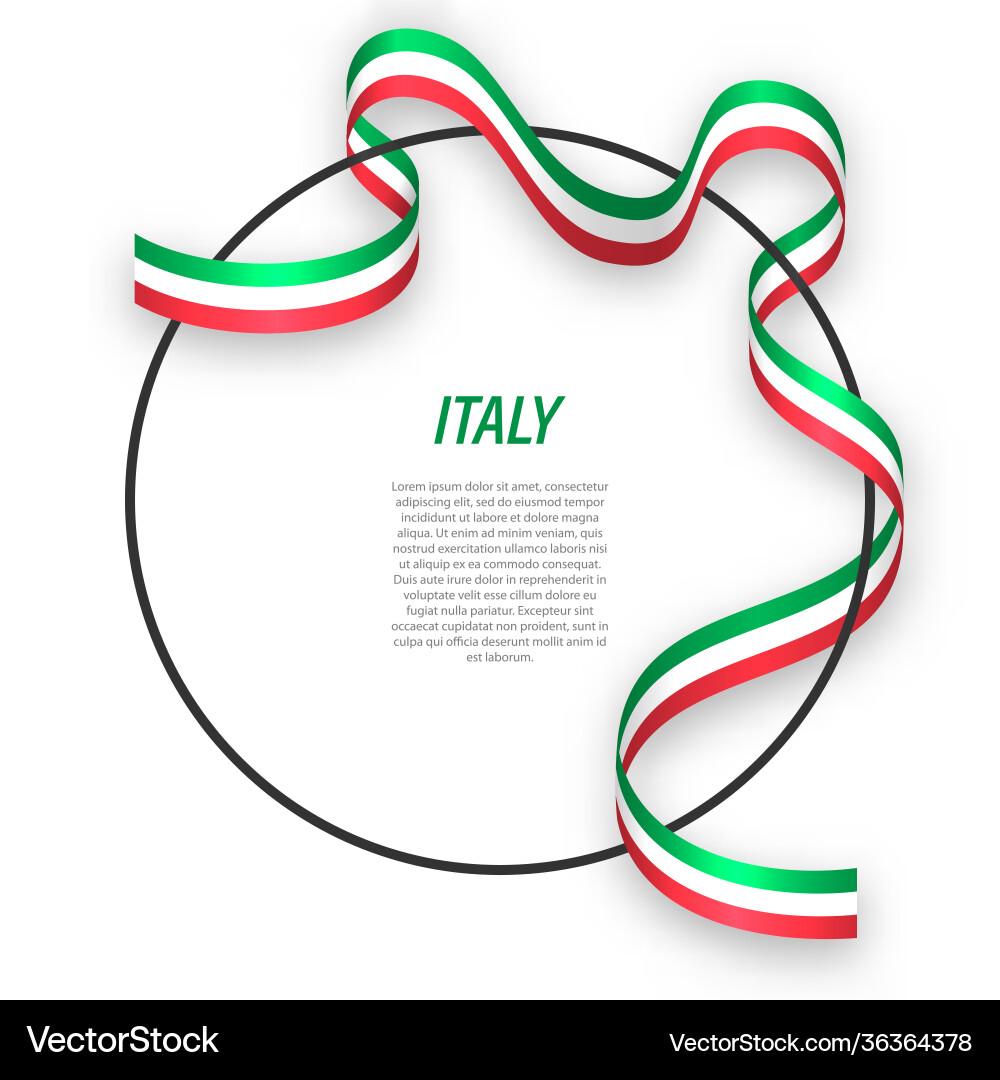 Waving ribbon flag italy on circle frame Vector Image