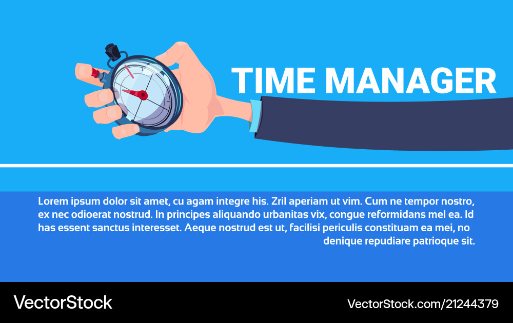 Human hand hold stopwatch time manager chronometer