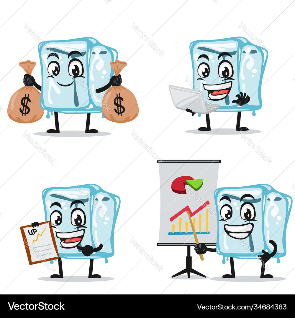 Ice cube character mascot Royalty Free Vector Image