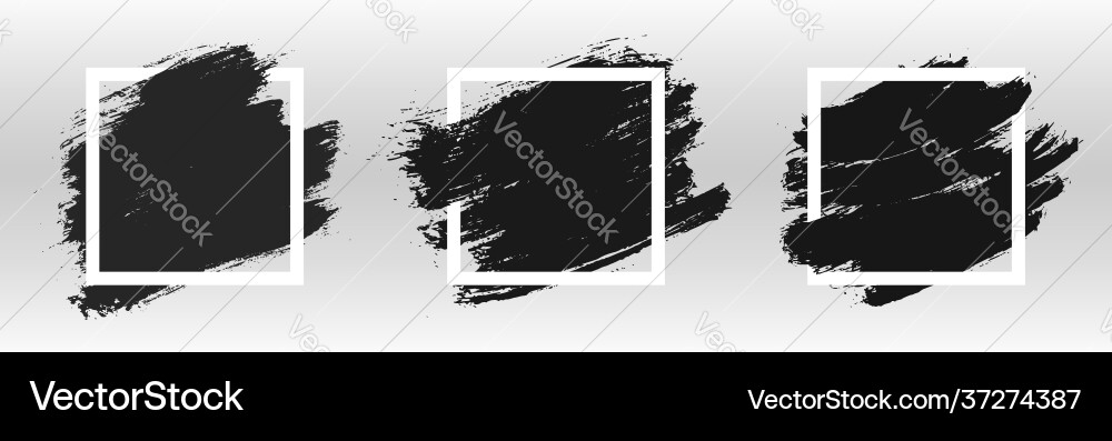 Square white frame with black paint brush paint Vector Image