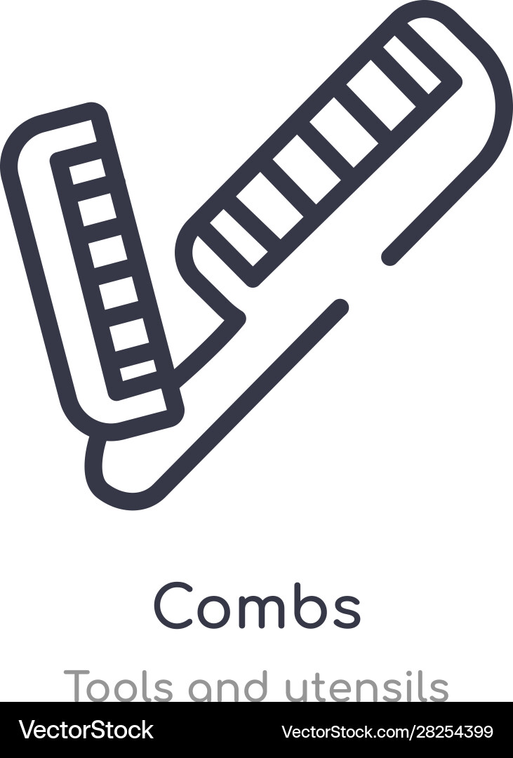 Combs outline icon isolated line from tools Vector Image