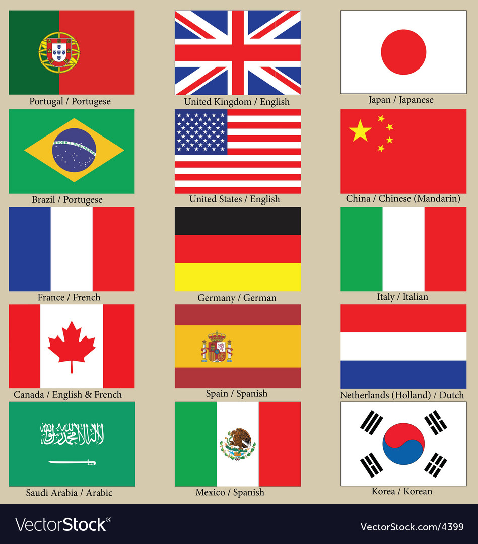 Internet language flags Royalty Free Vector Image