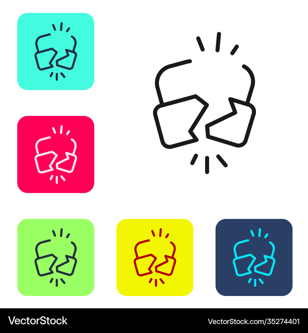Black line broken or cracked lock icon isolated Vector Image