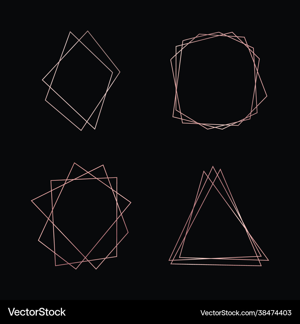 Rose gold geometric polygonal frame Royalty Free Vector