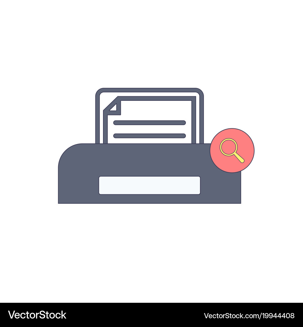 Document paper print printer search icon Vector Image