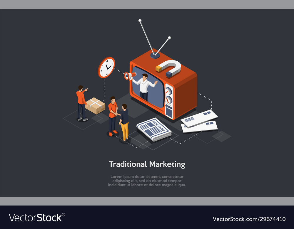 Traditional marketing internet strategies Vector Image