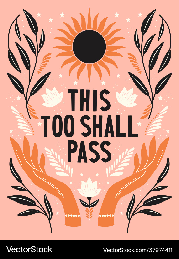 Hand lettering this too shall pass words Vector Image