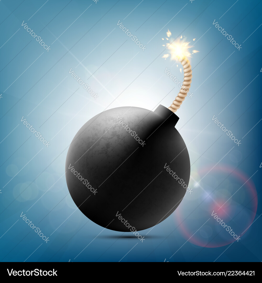 Round metal bomb with a burning fuse Royalty Free Vector