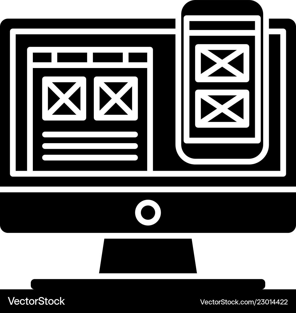 Responsive app design black icon sign Royalty Free Vector
