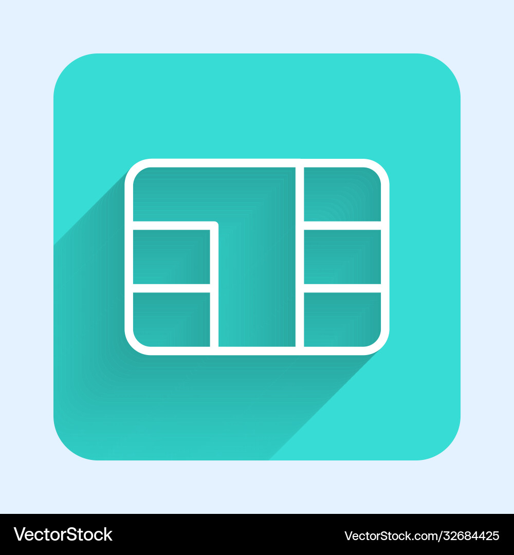 White line credit card with chip icon isolated Vector Image