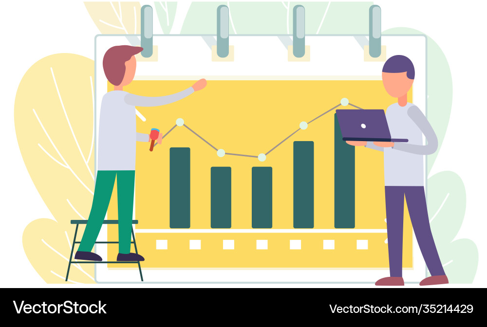 Businessman draws an increasing graph in a large Vector Image