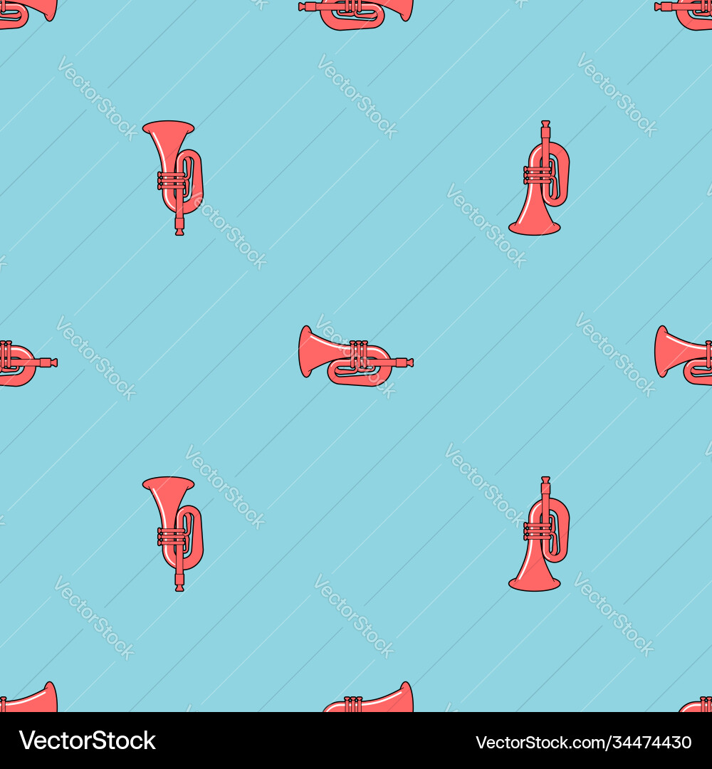 Trumpet pattern seamless musical instrument Vector Image