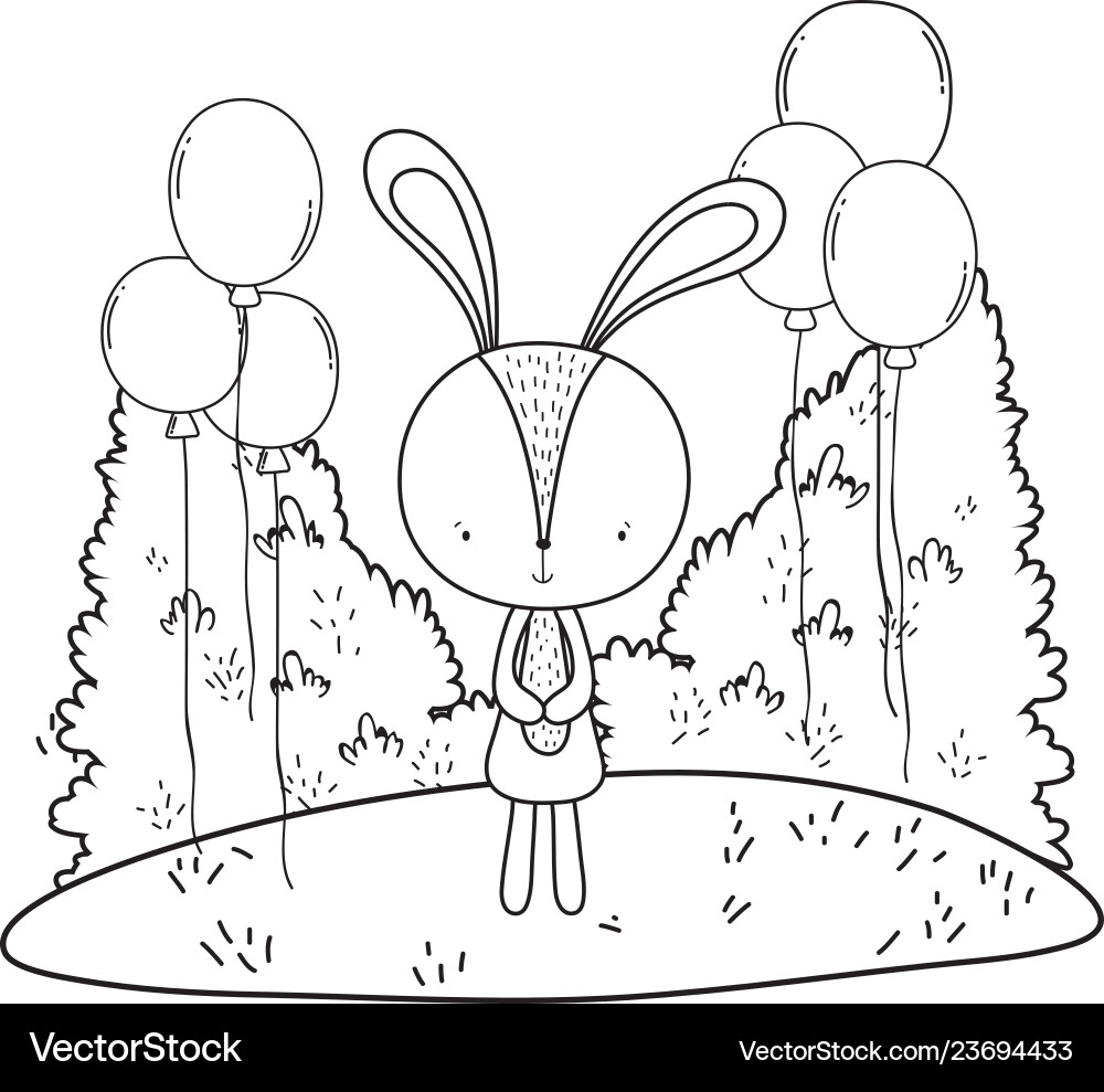 Cute little rabbit with balloons helium Royalty Free Vector