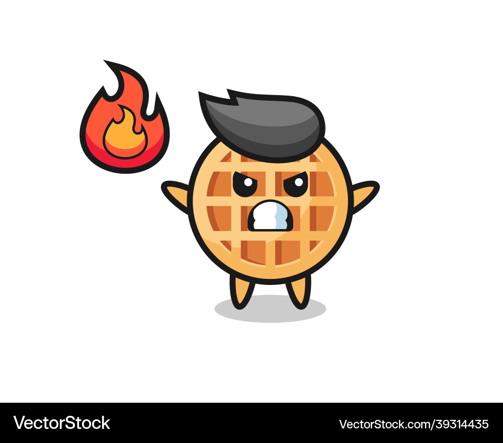 Circle waffle character cartoon with angry gesture