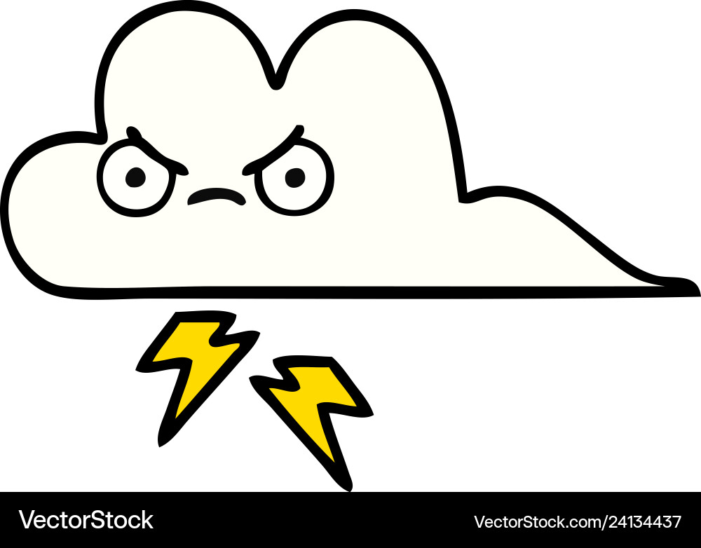 Cute cartoon thunder cloud Royalty Free Vector Image