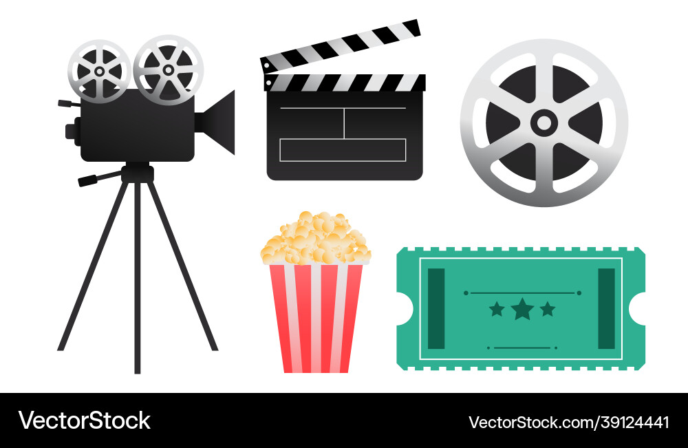 Cinema film elements and objects Royalty Free Vector Image
