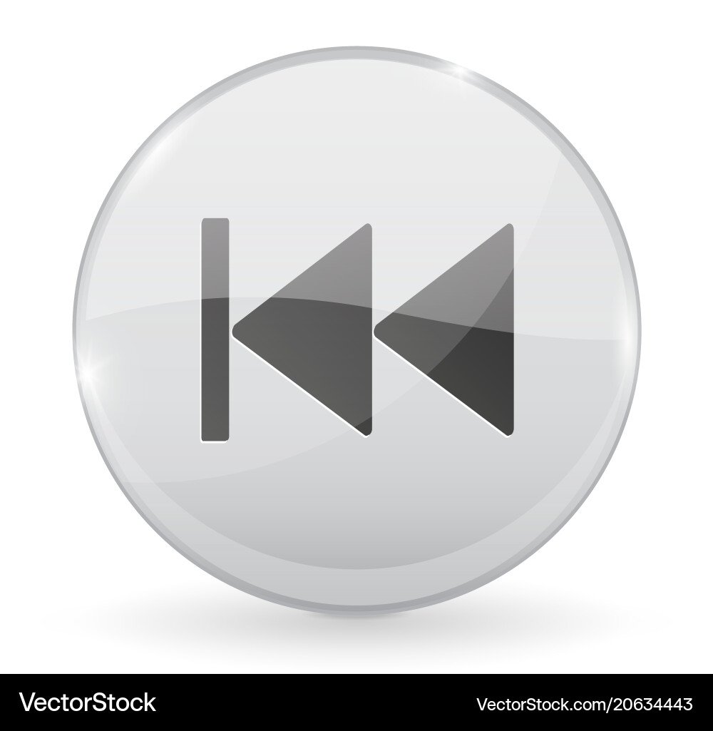 Rewind button glass shiny 3d icon Royalty Free Vector Image
