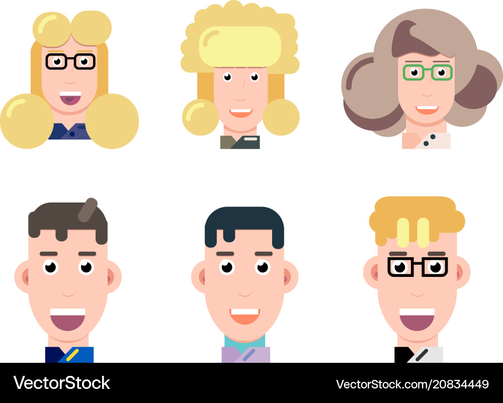 Flat avatar icons faces people icons Royalty Free Vector