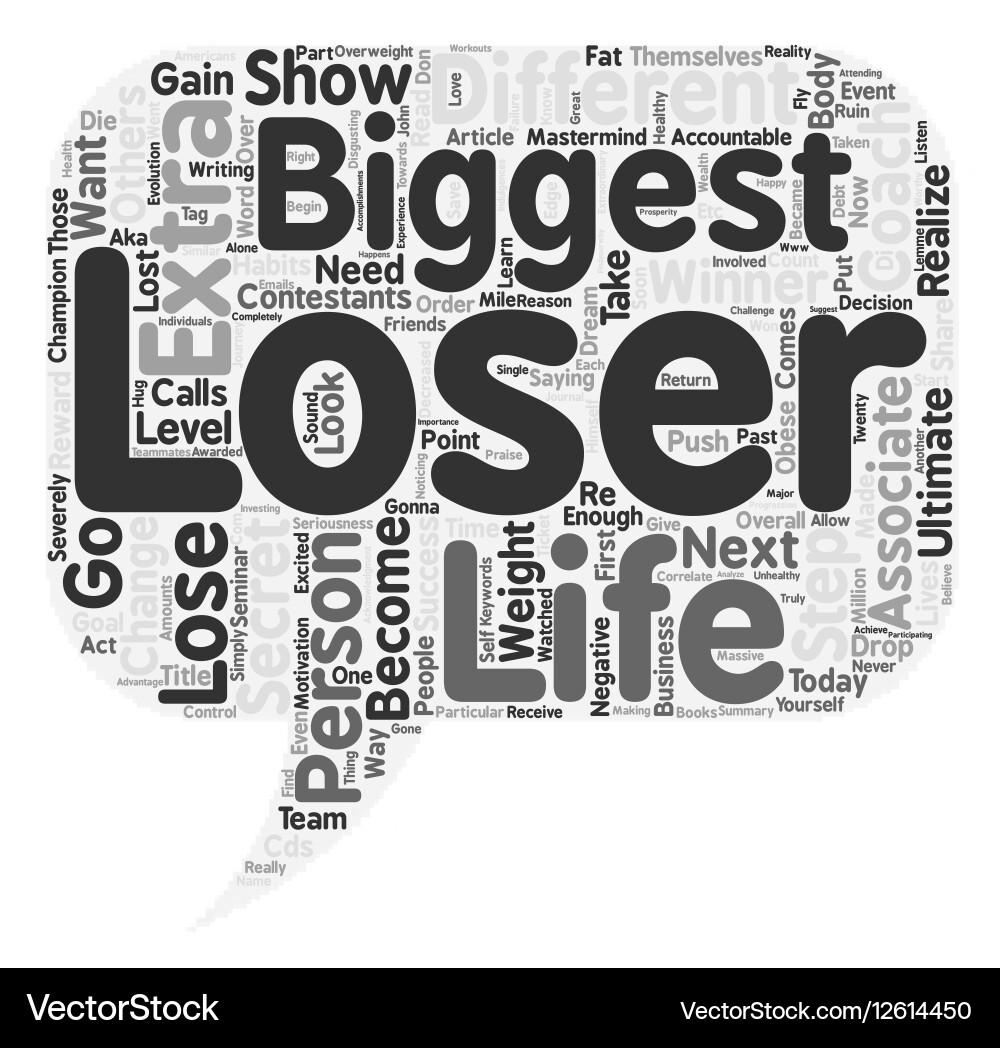 The Biggest Loser text background wordcloud Vector Image