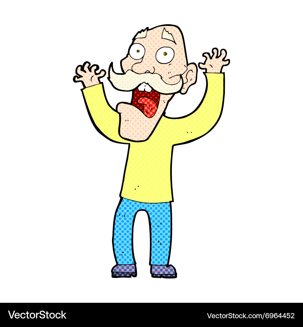Comic cartoon old man getting a fright Royalty Free Vector