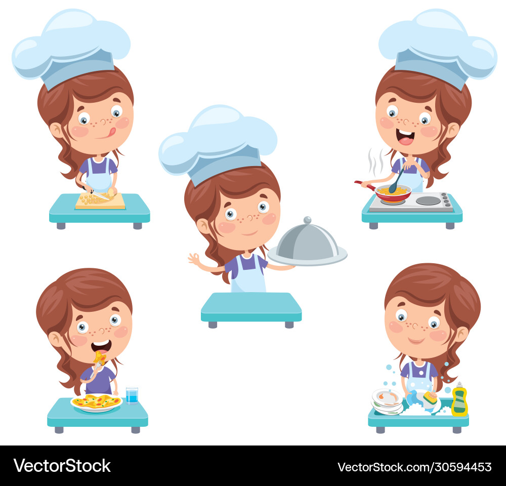 Little chef cooking Royalty Free Vector Image - VectorStock