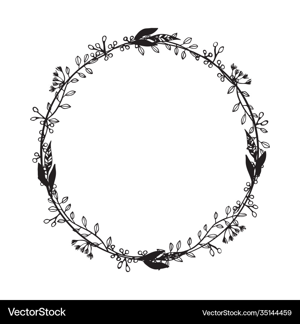 Hand drawn wreath floral design Royalty Free Vector Image