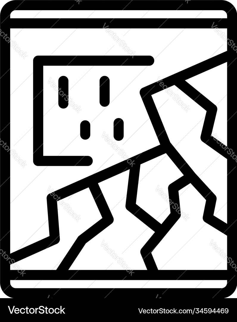 Broken screen tablet icon outline style Royalty Free Vector