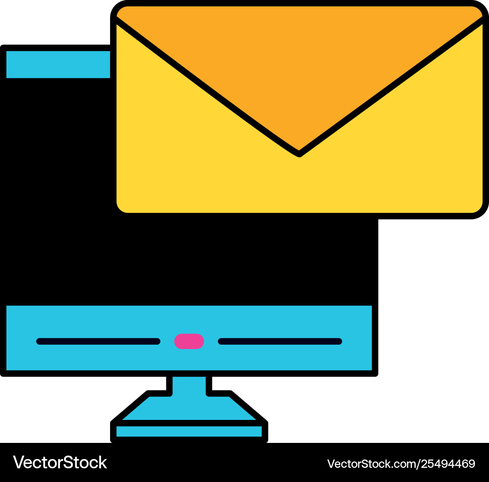 Desktop with envelope email app Royalty Free Vector Image