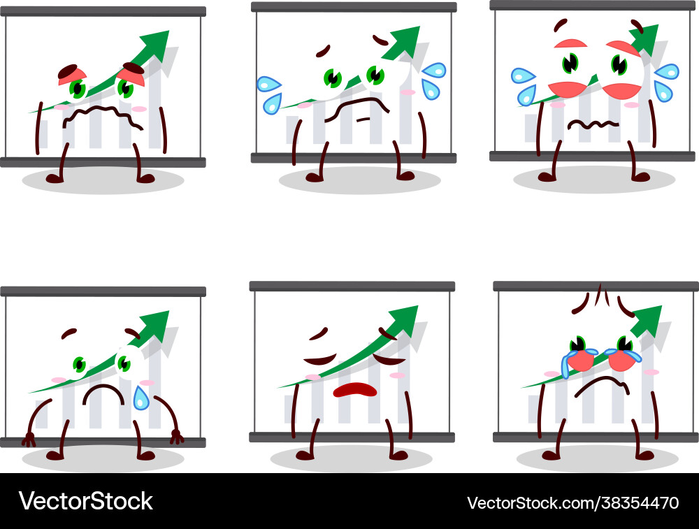 Chart going up cartoon character with sad Vector Image