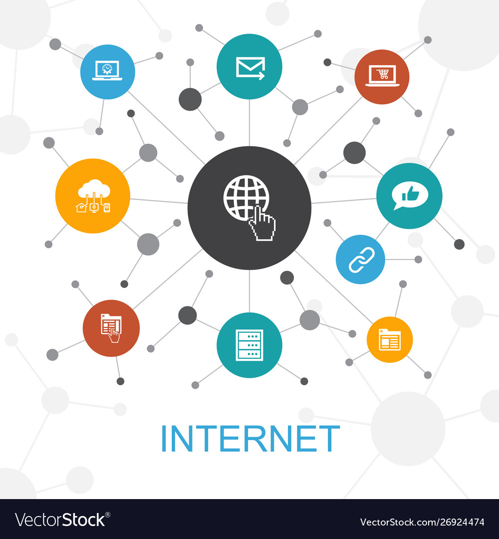 Internet trendy web concept with icons contains Vector Image