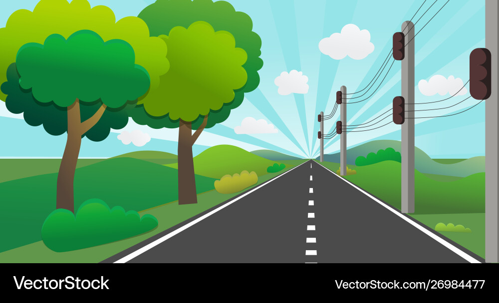 Road with nature landscape in perspective Vector Image