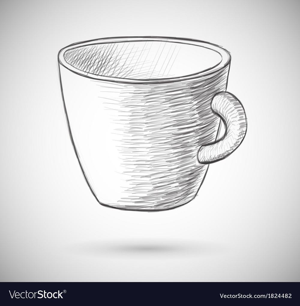 Cup sketch Royalty Free Vector Image - VectorStock
