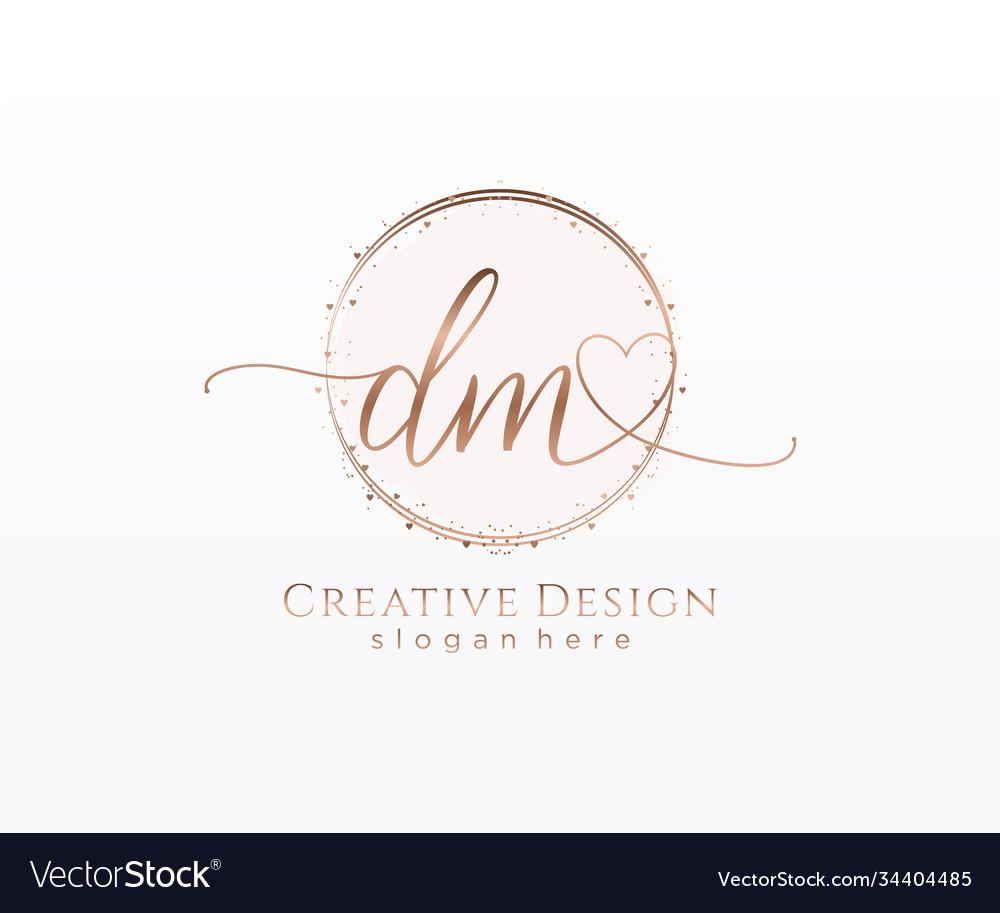 Initial dm handwriting logo with circle template Vector Image